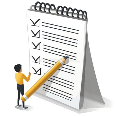 Checklist Illustration Person Completing Task List On Spiral Notepad Stock Illustration Checklist Illustration Person Completing Task List On Spiral Notepad Stock Illustration