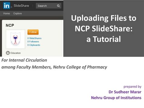 Ncp Slideshare Uploading Tutorial By Sudheer Marar Pdf