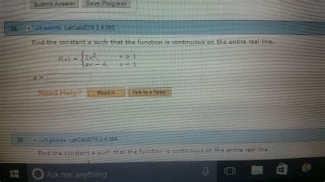 Solved Find The Constant A Such That The Function Is Chegg Com