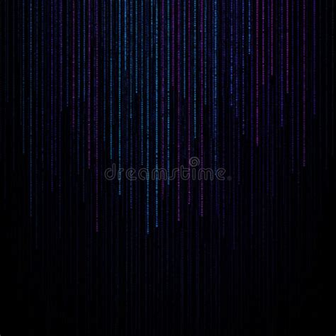 Vertical Lines Of Binary Code In Shades Of Blue And Purple Cascade Down