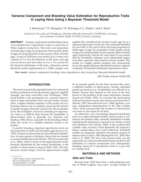 Pdf Variance Component And Breeding Value Estimation For Reproductive