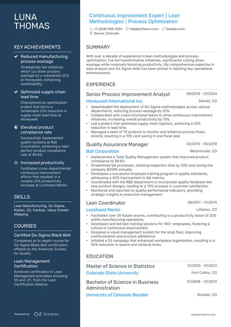 10 Continuous Improvement Manager Resume Examples And Guide For 2026