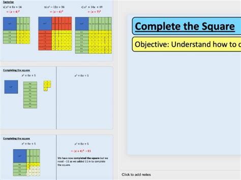 Complete The Square Teaching Resources