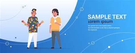 남자 매니저와 보스 스틱 노트 비즈니스 계획 팀워크 개념 커플 사업가 함께 평면 전체 길이 수평 복사 공간 계획에 대한 스톡 벡터 아트 및 기타 이미지 Istock