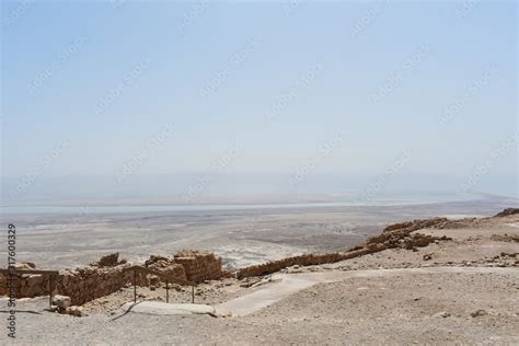 Ruins Of The Ancient Masada A Mountaintop Fortress Near The Dead Sea