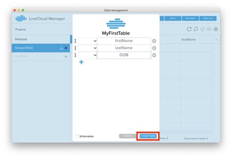 Simple CRUD Example LiveCloud Documentation
