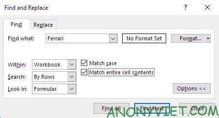 Lesson How To Use The Search Feature In Excel AnonyViet English Version