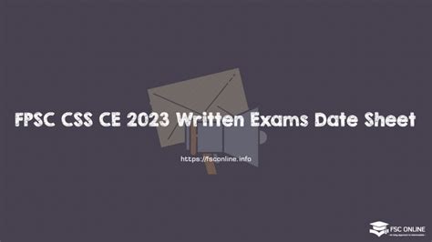 Fpsc Css Ce 2023 Written Exams Date Sheet