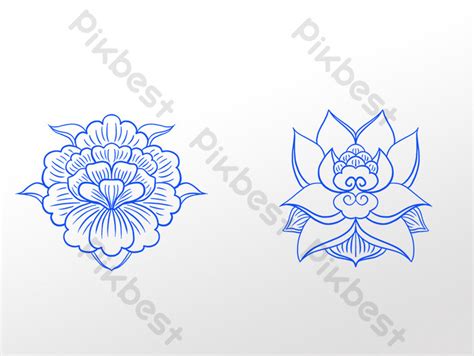 클래식 패턴 파란색과 흰색 도자기 일러스트 Png Psd 무료 다운로드 Pikbest