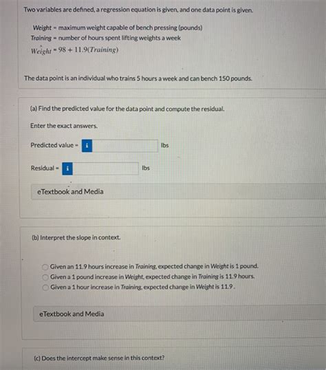 Solved Two Variables Are Defined A Regression Equation Is