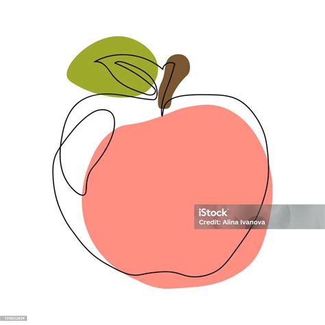 연속 한 줄 그리기 사과 벡터 그림입니다 화려한 반점이있는 흰색 배경에 검은 색 라인 아트 과일에 대한 스톡 벡터 아트 및 기타