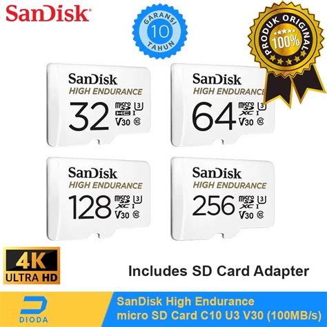 Sandisk High Endurance Microsdhc Card Uhs I Class 10 U3 V30