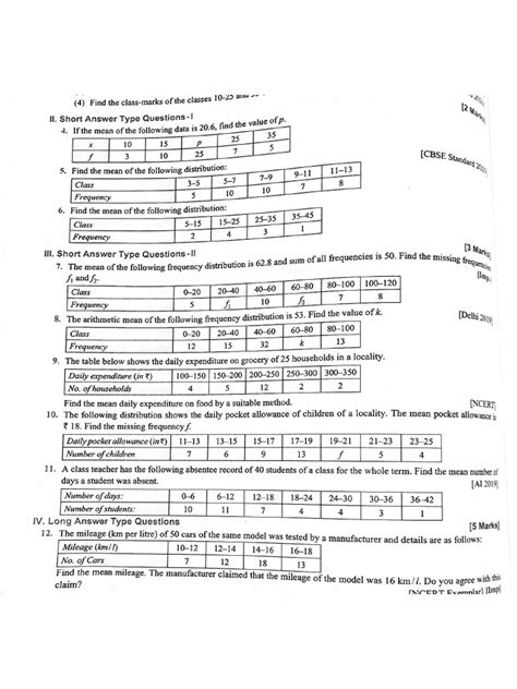 Statistics Class X Pdf