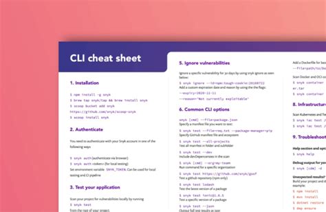 snyk cli cheatsheet snyk