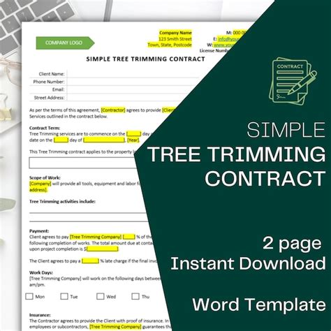 Tree Removal Contract Template Etsy Tree Removal Contract Template Etsy