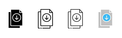 Premium Vector Download File Button Icon Set Silhouette Linear And