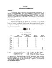 Resistor Color Code Doc Experiment DC Instrumentation And Measurements Introduction In This