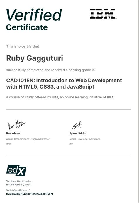 Ruby Gagguturi On Linkedin Edx Ibm Webdevelopment