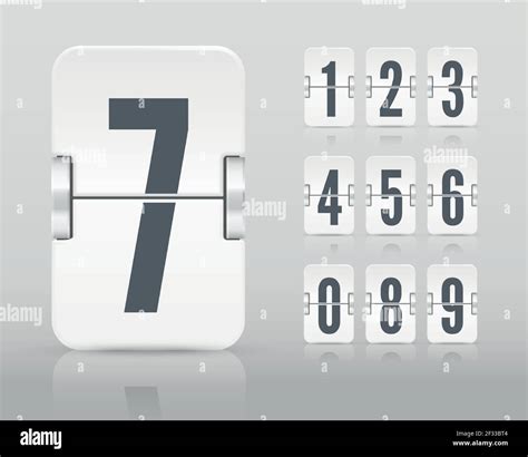 Vector White Flip Scoreboard Template With Numbers And Reflections For White Countdown Timer Or