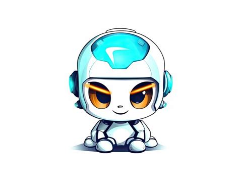 로봇 챗봇 Ai 봇 만화 로고 배지 디자인 기호 만화 플랫 스타일 일러스트레이션 Generative Aixa 프리미엄 사진