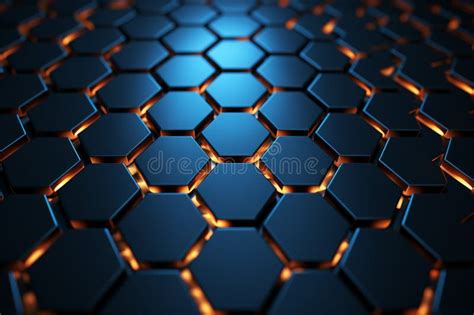 Futuristic Hexagonal Design In 3d Set Against A Dark Sci Fi Backdrop Stock Illustration