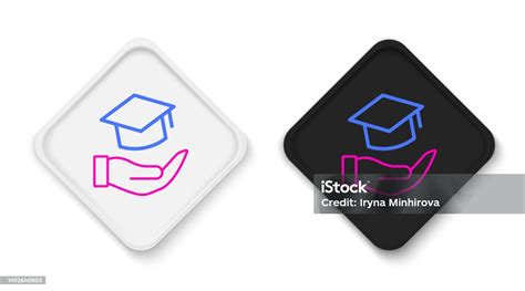 흰색 배경에 격리 된 라인 교육 보조금 아이콘 수업료 재정 교육 예산 기금 장학금 프로그램 졸업 모자 다채로운 개요 개념 벡터