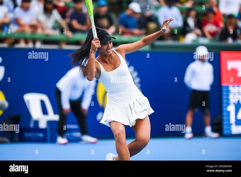 Priscilla Hon Aus Is Seen In Action During The Tennis Match With