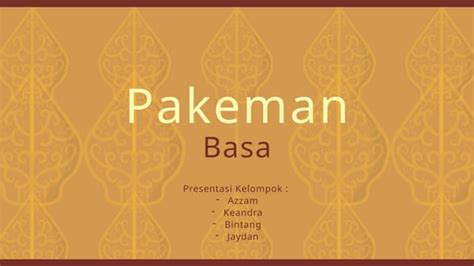 Pakeman Basa Dalam Bahasa Sunda Materi Pptx