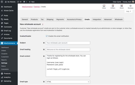 WooCommerce Wholesale Pro Plugin Wholesale Email Settings