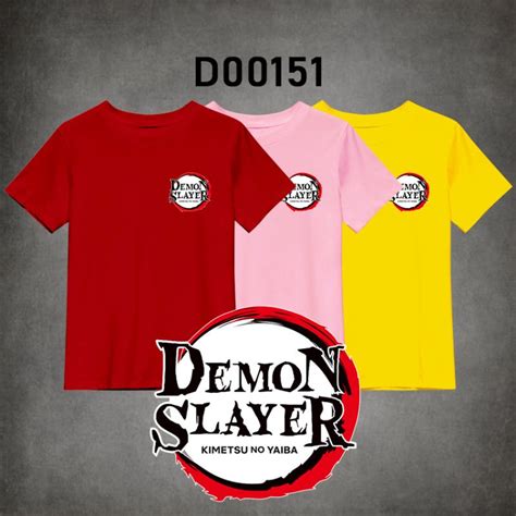 T Shirt Demon Slayer Logo Black White Oversize Cotton Baju Stok Sedia