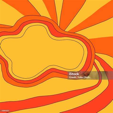 소셜 미디어에 대 한 사각형 템플릿입니다 편집 가능한 레이어드 사진 프레임1970 사이키델릭하고 그루비한 히피족 무지개 하늘 구름이 있는 판타지 순진한 배경90년대 좋은