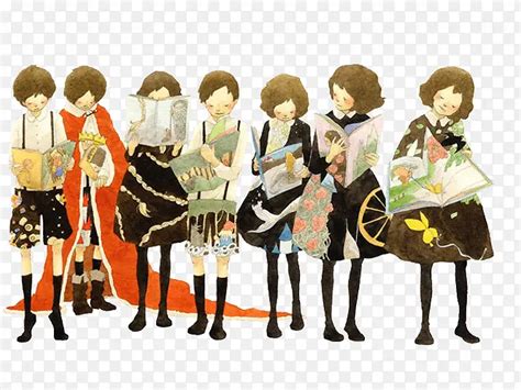 手绘读书女孩png图片素材下载图片编号9963543 Png素材网