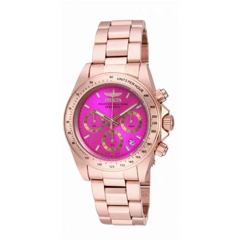Invicta Speedway Hot Pink Dial Rose Gol Tone Stainless Steel Ladies