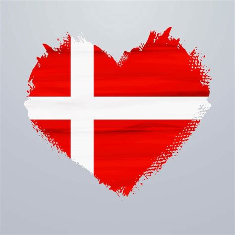 덴마크의 심장 모양의 국기 프리미엄 벡터