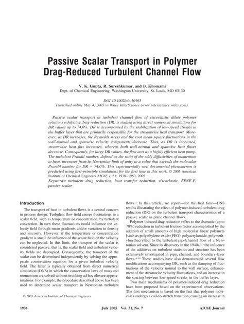 pdf passive scalar transport in polymer drag reduced turbulent