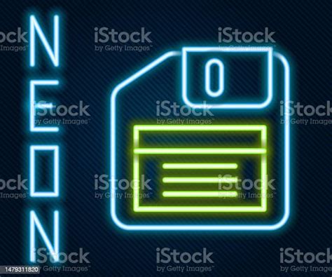 검은 색 배경에 격리 된 컴퓨터 데이터 저장 아이콘에 대한 빛나는 네온 라인 플로피 디스크 디스켓 기호입니다 다채로운 개요 개념 벡터 0명에 대한 스톡 벡터 아트 및 기타