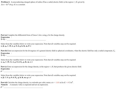 Solved Problem 4 A Nonconducting Charged Sphere Of Radius R
