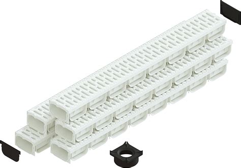 Vodaland 4 Inch Trench Drain System With Grate White Easy 2 5