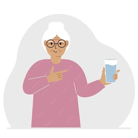 Une Vieille Femme Tient Un Verre Deau Dans Sa Main Le Concept D