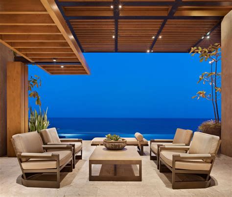 Outdoor Furniture Terrace Evening Ocean Views Beachfront Home In