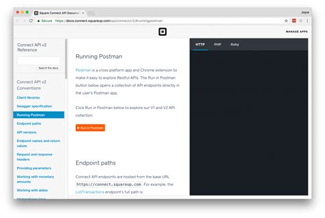 Square Simplifies Api Docs With The Run In Postman Button Postman Blog