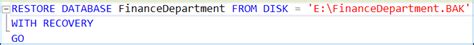 ms sql database restoration with norecovery command