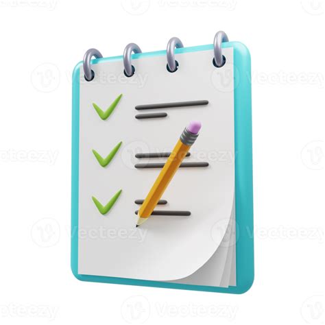 Todo List Icon Notepad With Completed Todo List And Pencil D Render PNG