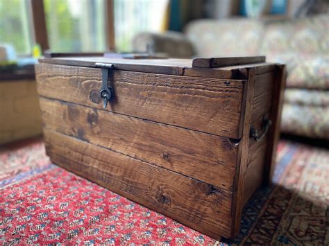 Rustic Trunk Chest Coffee Table Storage Box Ottoman Reclaimed