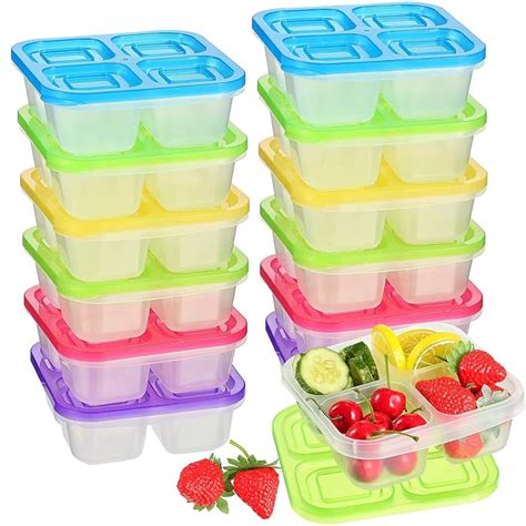 Buy 12 Pieces Divided Lunch Containers Square Snack Box Containers Reusable Sectioned Containers