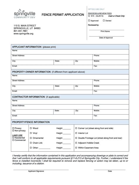 Fillable Online Fence Permit Application 2018doc Fax Email Print