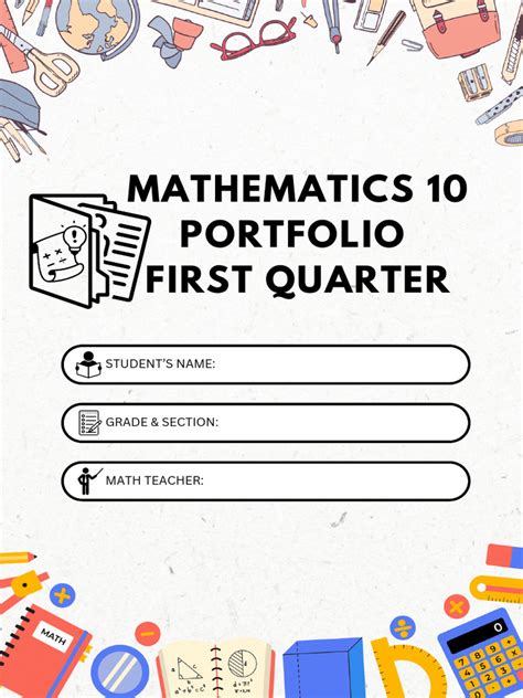 Math Portfolio Cover A4 Pdf