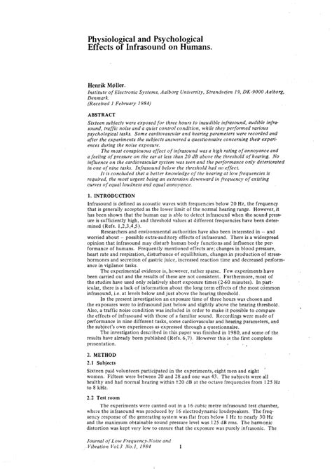 Pdf Physiological And Psychological Effects Of Infrasound On Humans