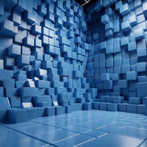 Abstract Background Of Blue Cubes 3d Rendering Stock Illustration