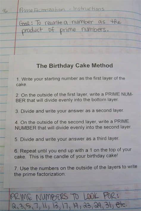 Prime Factorization Using The Birthday Cake Method Math Love